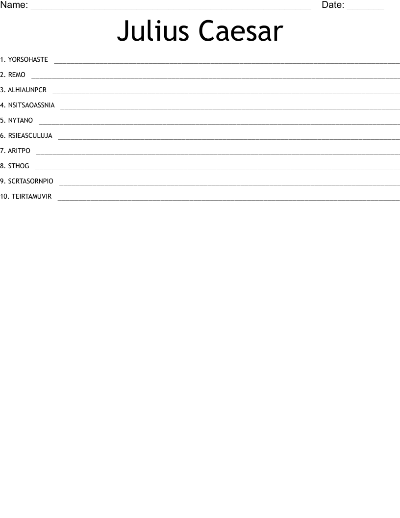 Julius Caesar Word Scramble - WordMint