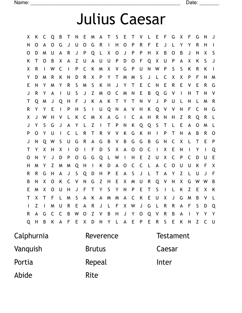 Julius Caesar Word Search - WordMint