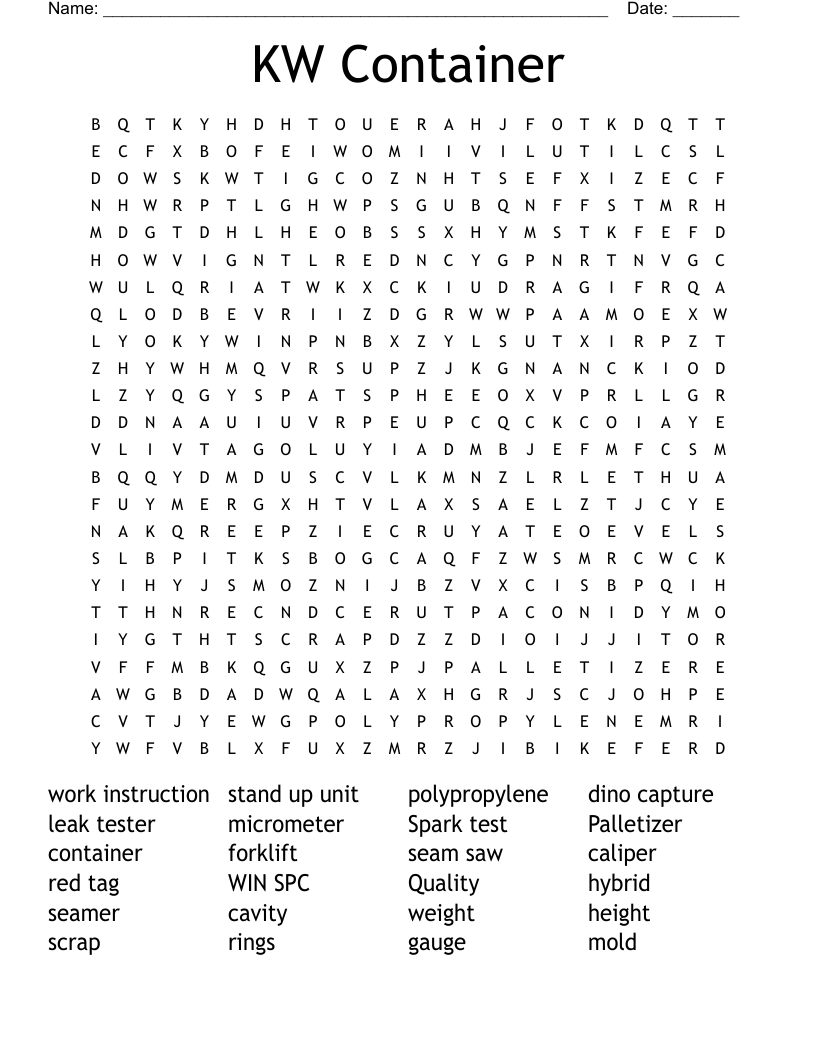 KW Container Word Search - WordMint