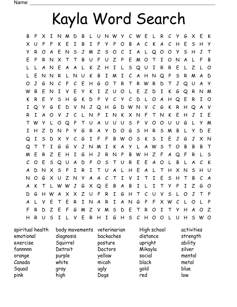 Kayla Word Search - WordMint