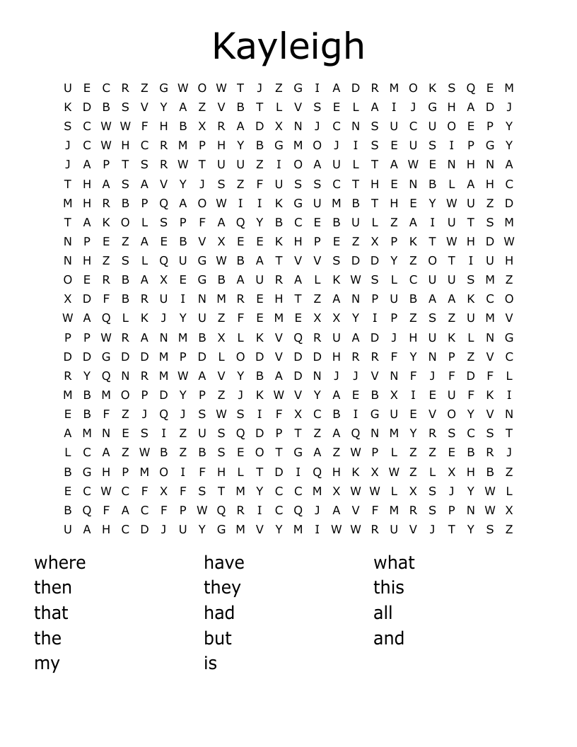 Kayleigh Word Search - WordMint