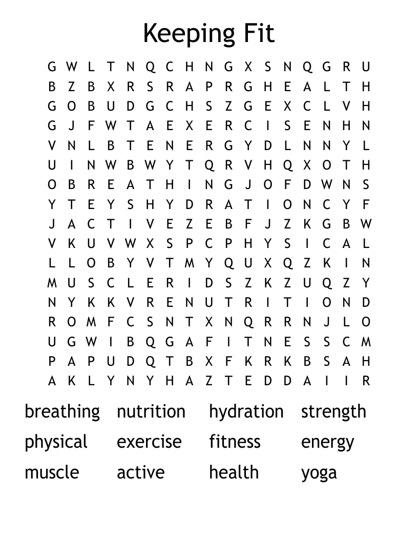 Keeping Fit Word Search - WordMint