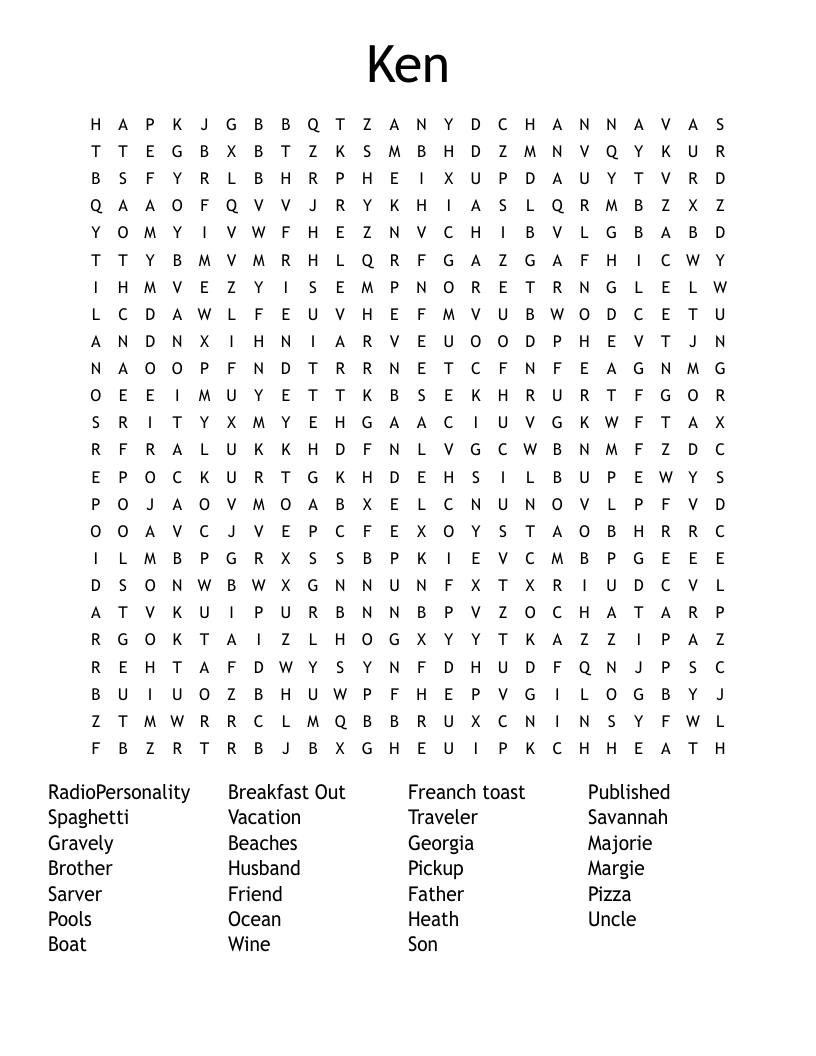 Ken Word Search - WordMint