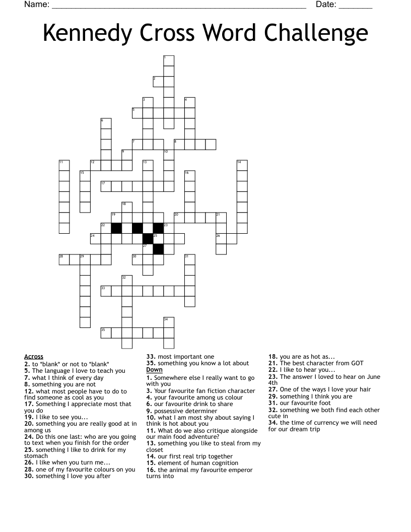 Kennedy Cross Word Challenge - WordMint
