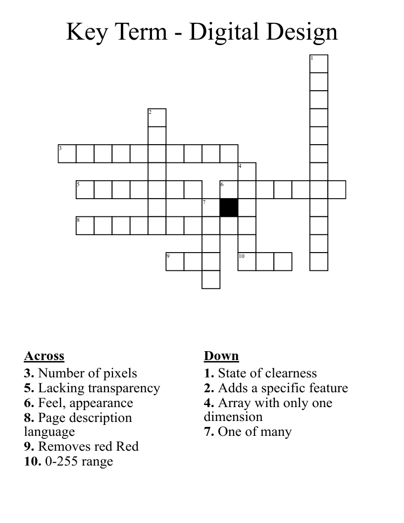 Key Term - Digital Design Crossword - WordMint