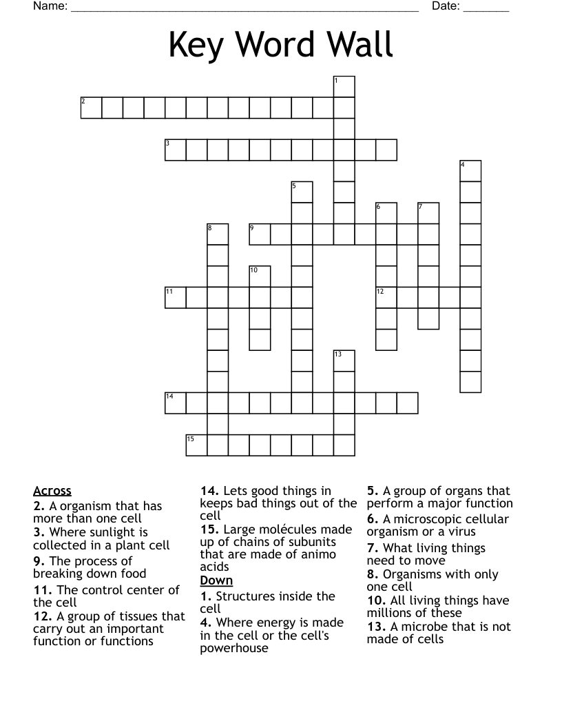 Key Word Wall Crossword - WordMint