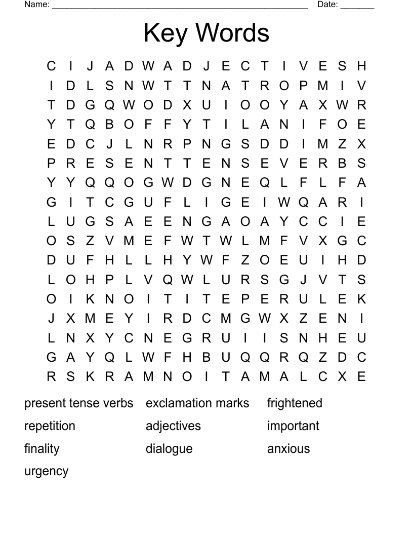 Key Words Word Search - WordMint
