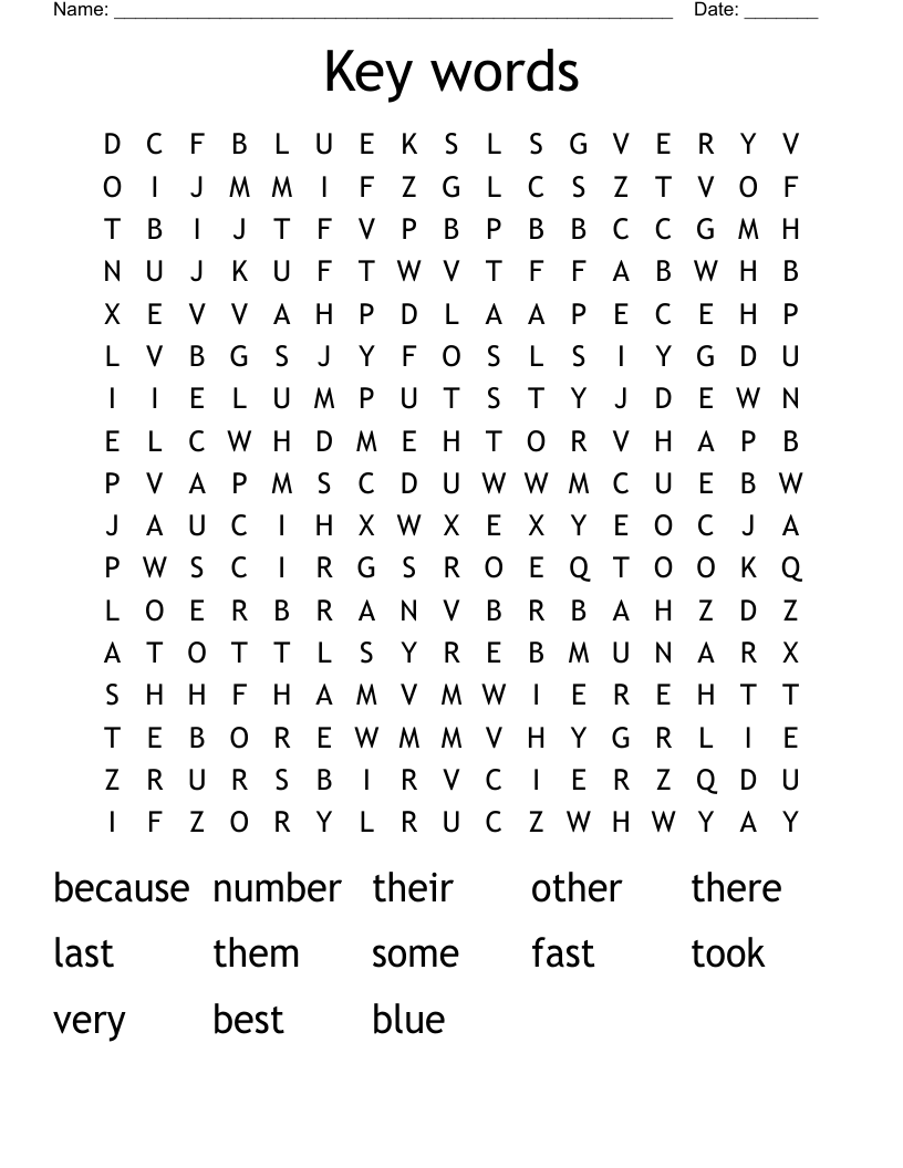 Key Words Word Search WordMint