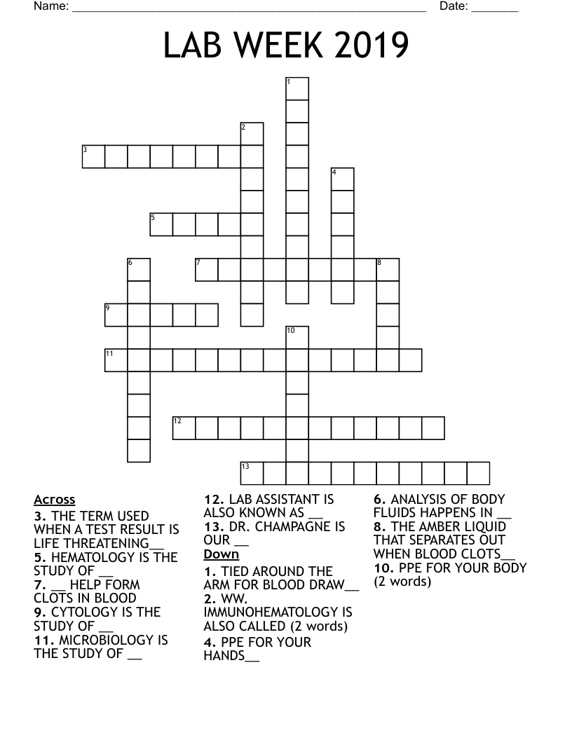 LAB WEEK 2019 Crossword - WordMint