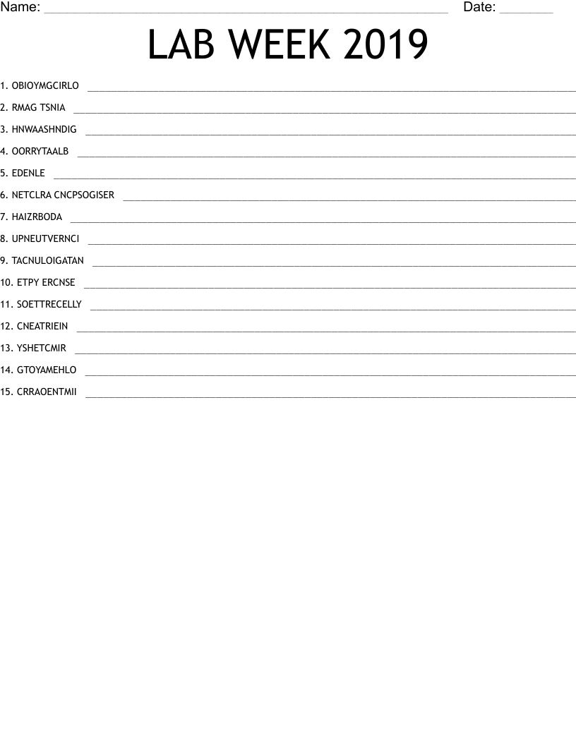 LAB WEEK 2019 Word Scramble - WordMint
