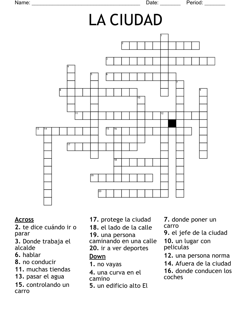 LA CIUDAD Crossword - WordMint