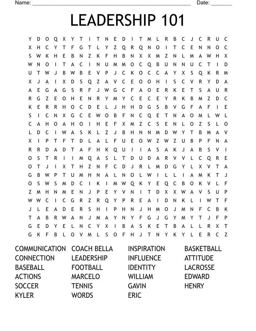 LEADERSHIP 101 Word Search - WordMint