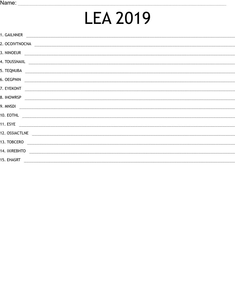 LEA 2019 Word Scramble - WordMint