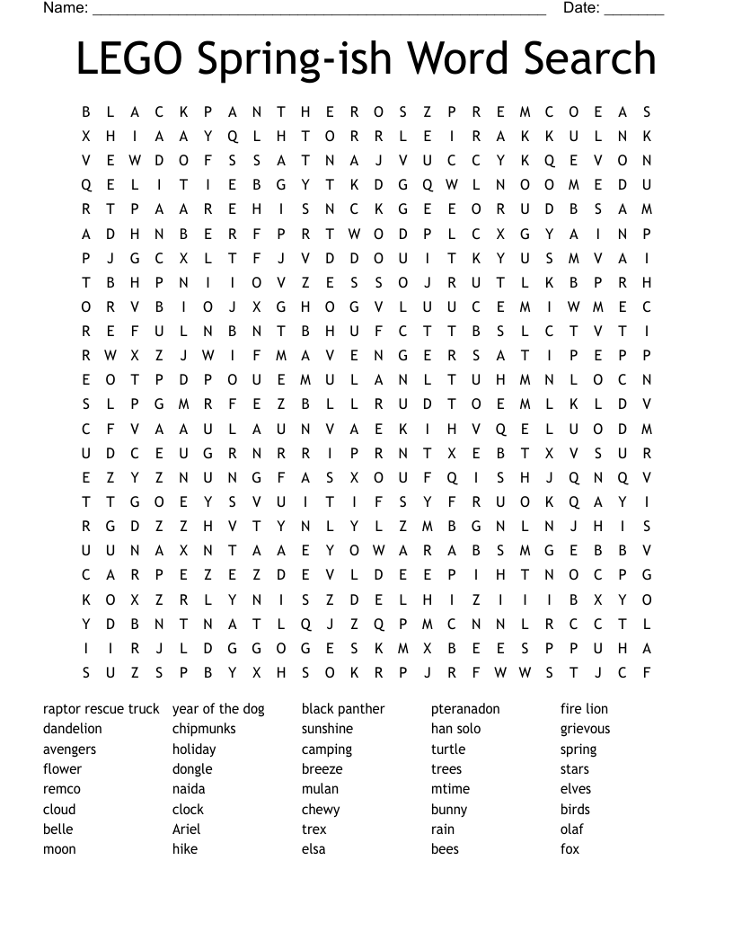 LEGO Spring-ish Word Search - WordMint