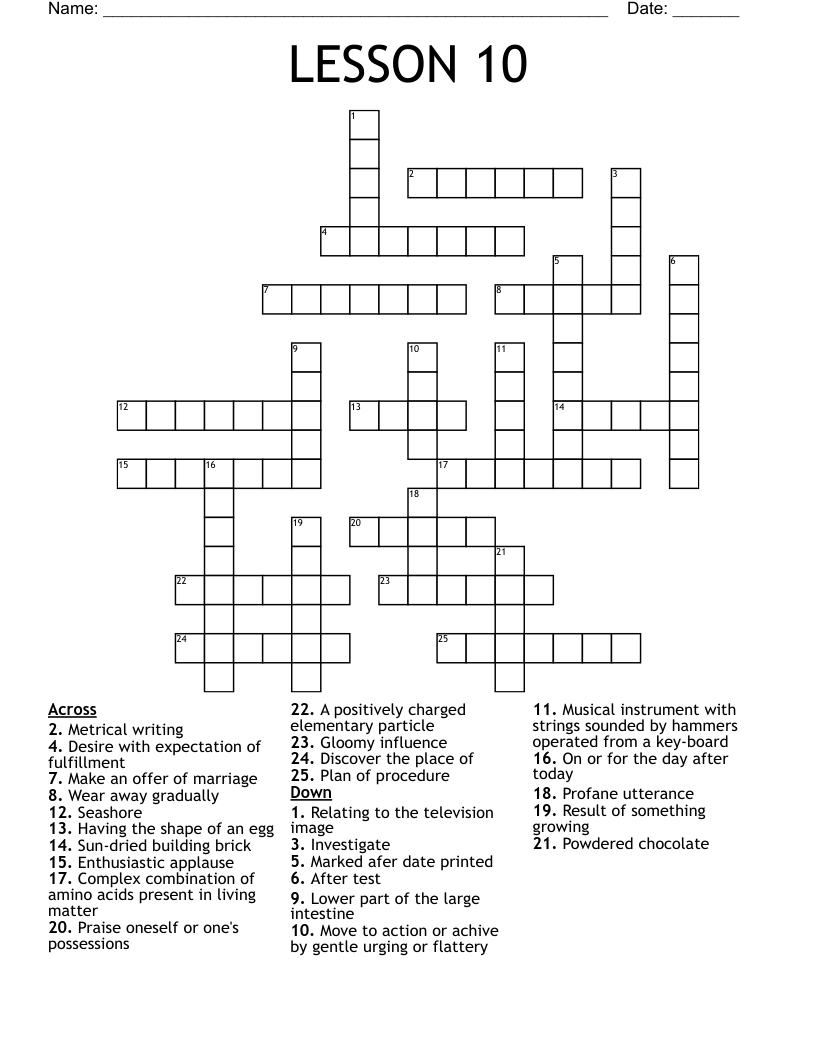LESSON 10 Crossword - WordMint