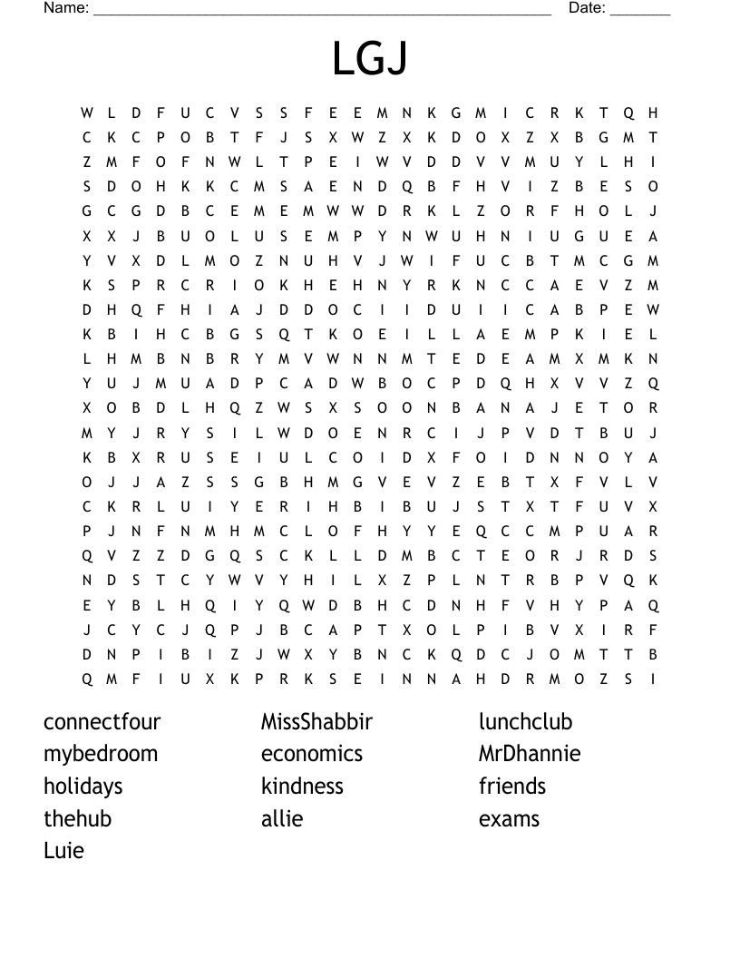 LGJ Word Search - WordMint