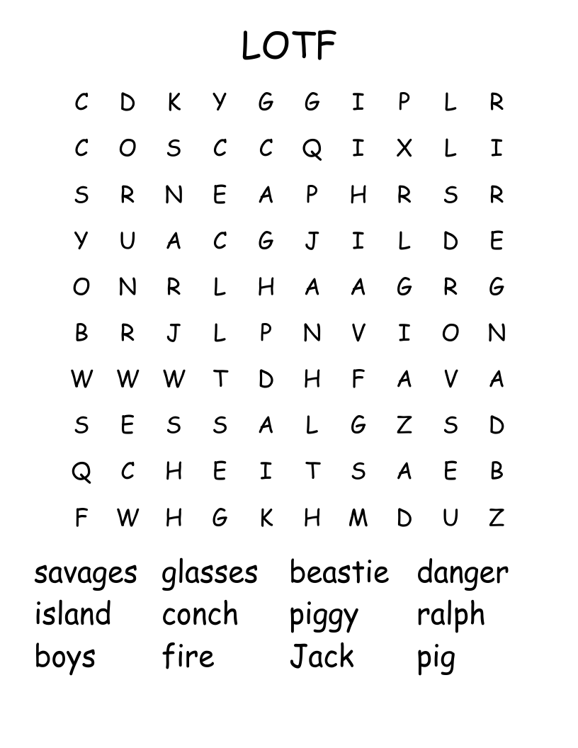 LOTF Word Search - WordMint