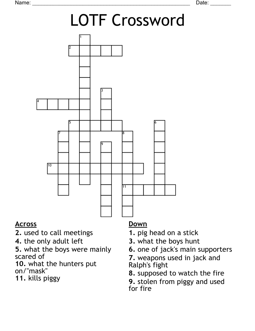 LOTF Crossword - WordMint