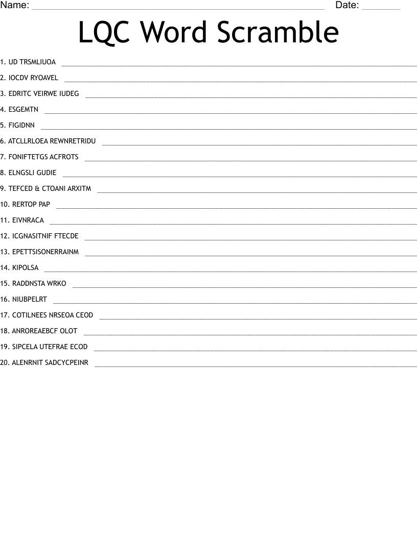 LQC Word Scramble - WordMint