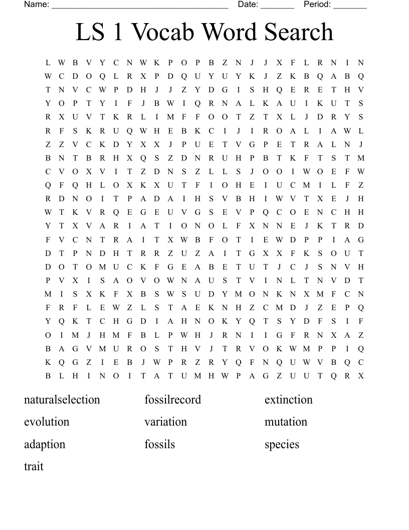 LS 1 Vocab Word Search - WordMint