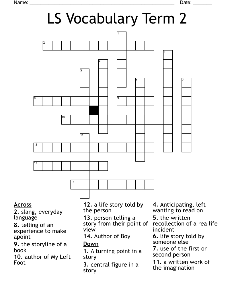LS Vocabulary Term 2 Crossword - WordMint