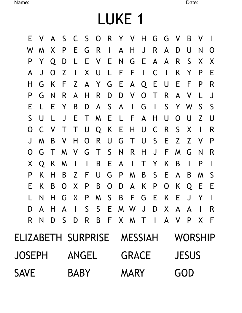 LUKE 1 Word Search WordMint