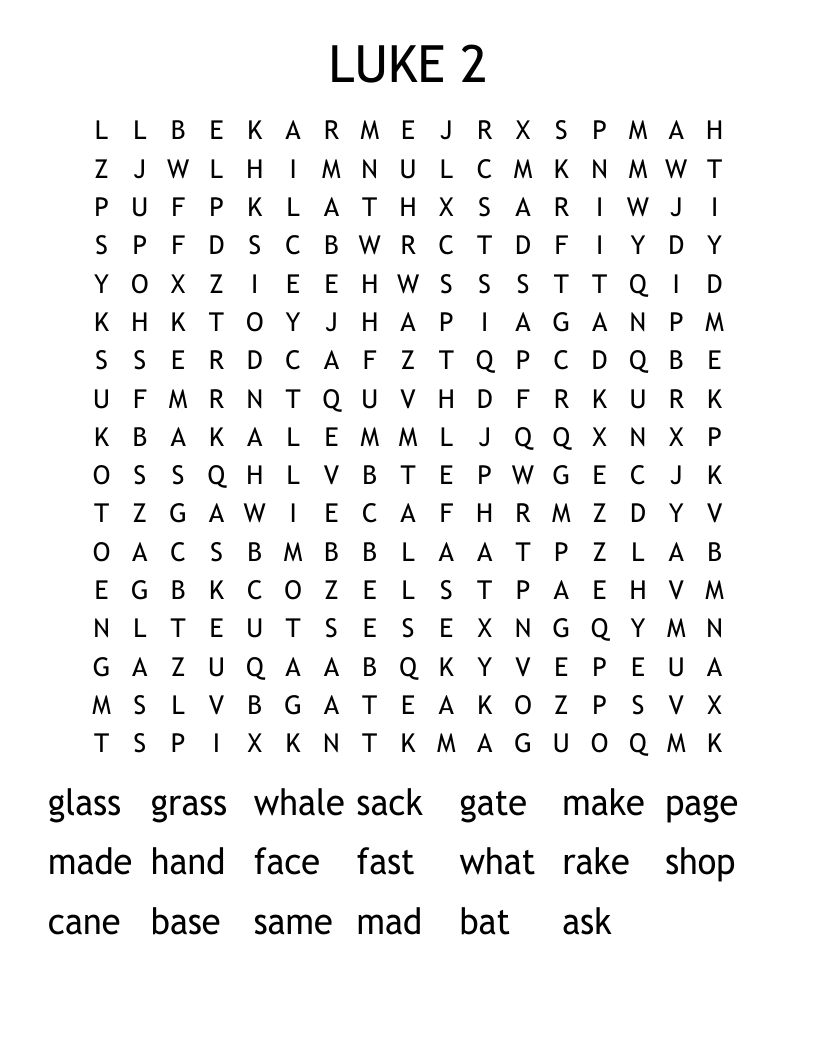 LUKE 2 Word Search - WordMint