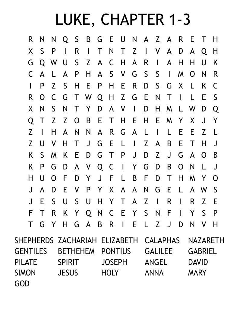 LUKE CHAPTER 1 3 Word Search WordMint