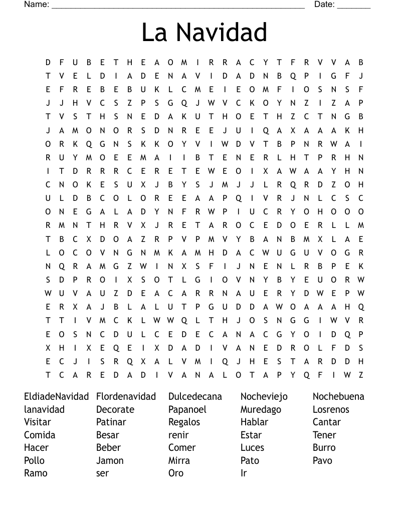 La Navidad Word Search WordMint