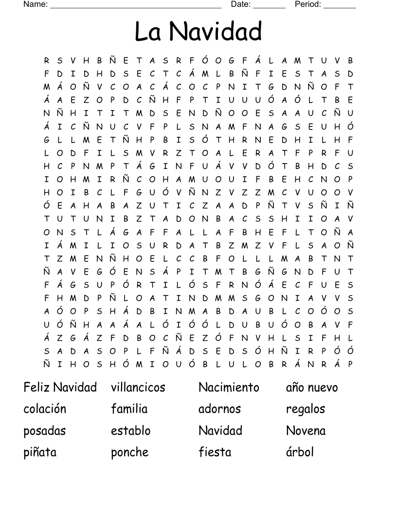 La Navidad Word Search WordMint