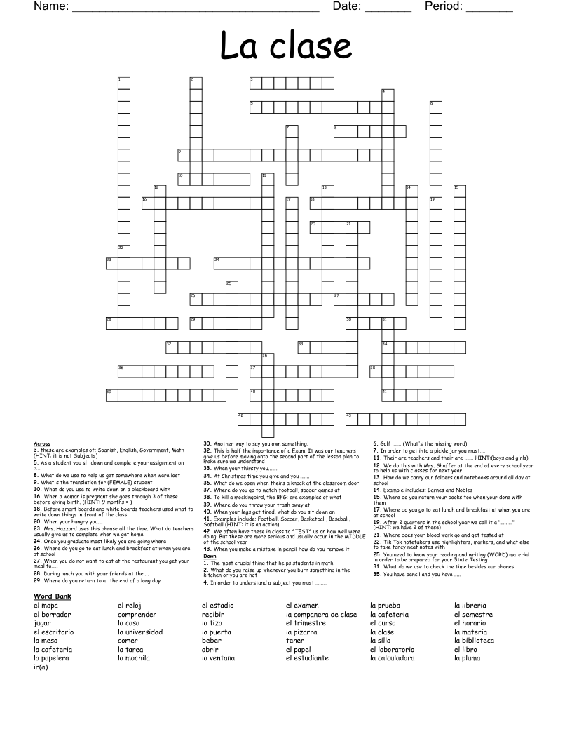 La clase Crossword - WordMint