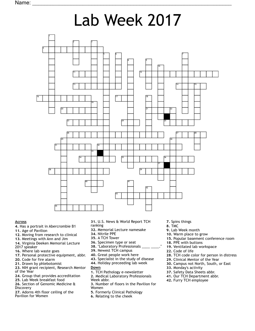 Lab Week 2017 Crossword - WordMint