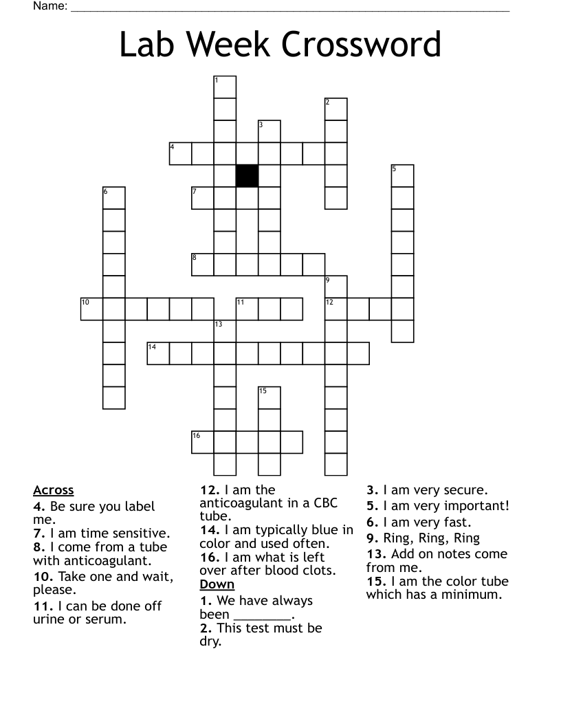Lab Week Crossword - WordMint
