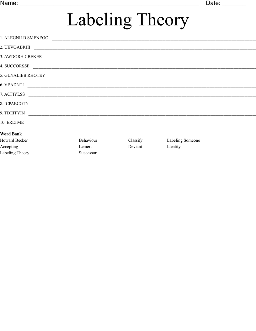 Labeling Theory Word Scramble - WordMint
