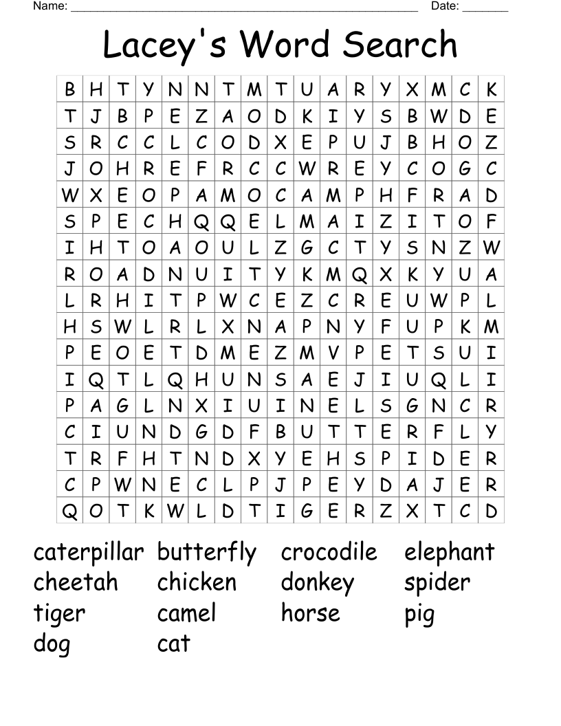 Lacey's Word Search - WordMint
