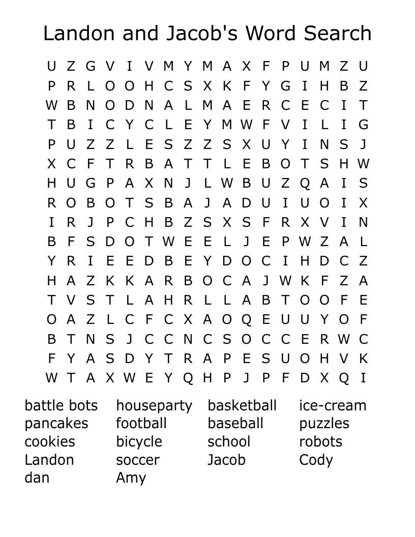 Landon and Jacob's Word Search - WordMint