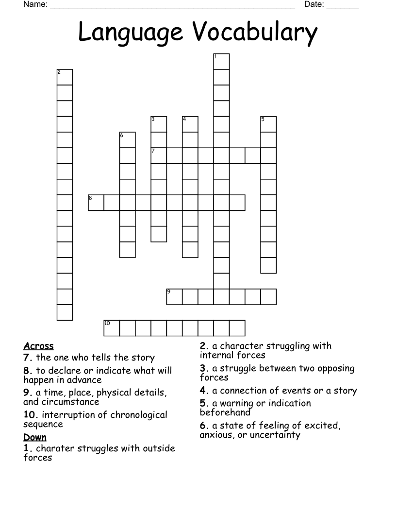Language Vocabulary Crossword - WordMint