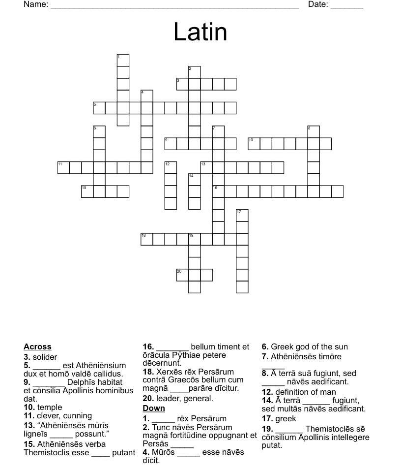 Classical Latin Bingo - WordMint