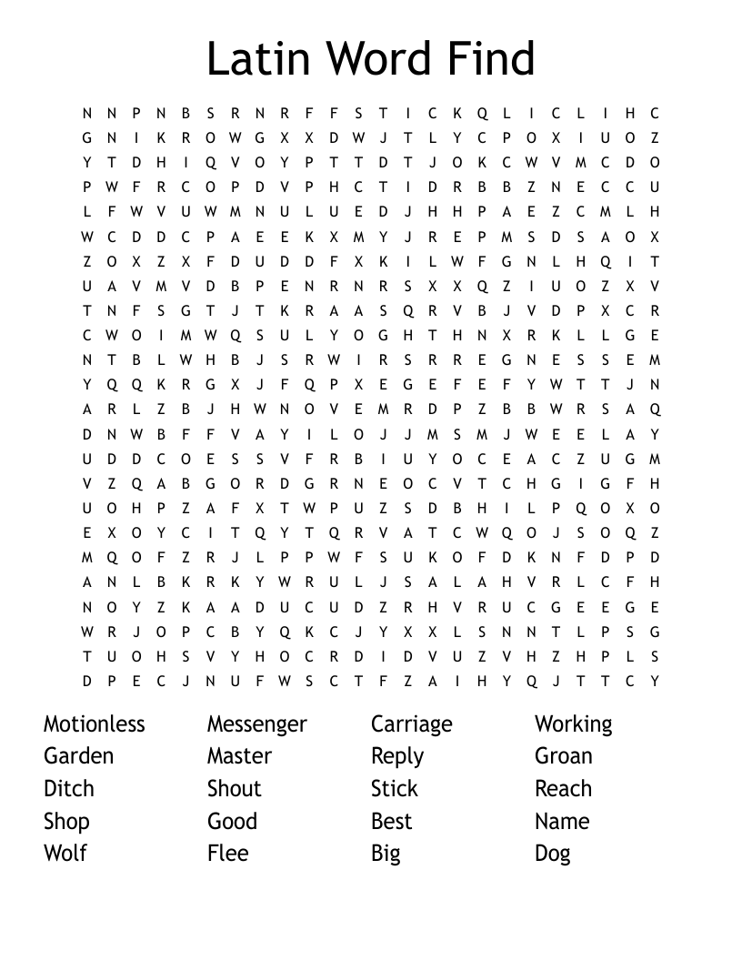 Latin Word Find Word Search - WordMint