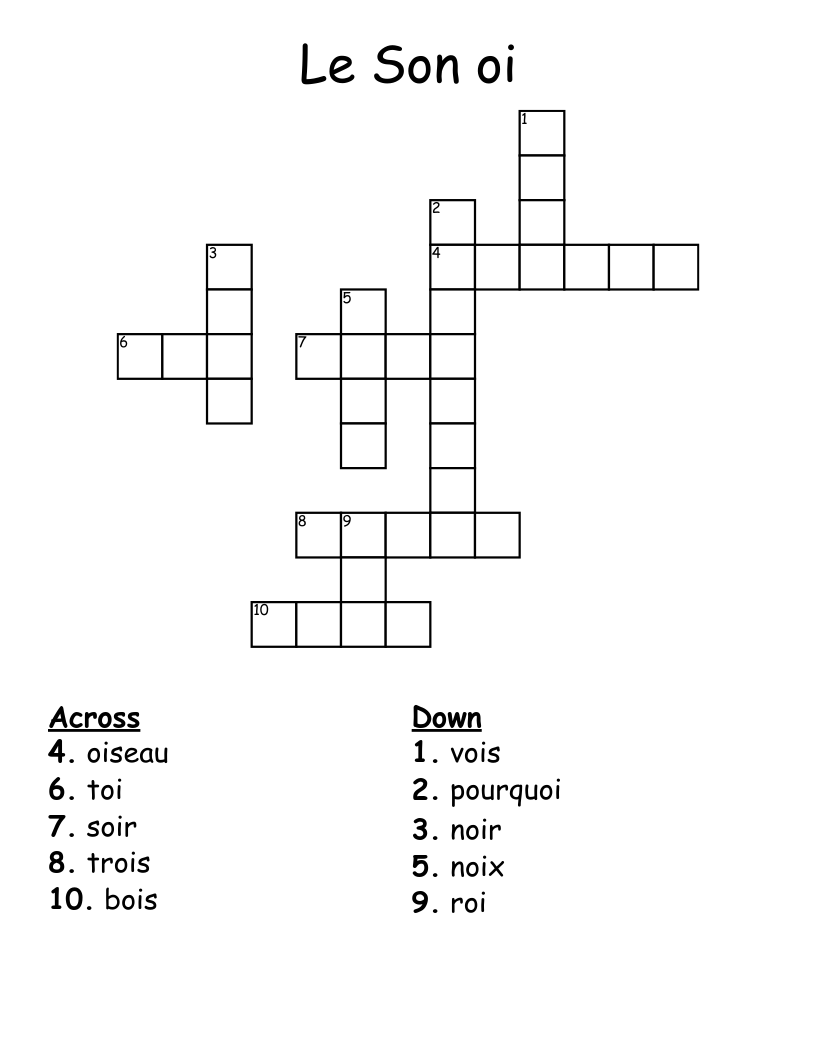 Le Son oi Crossword - WordMint