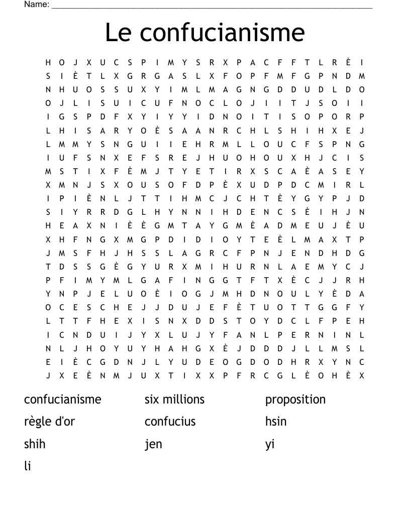 Le confucianisme Word Search - WordMint