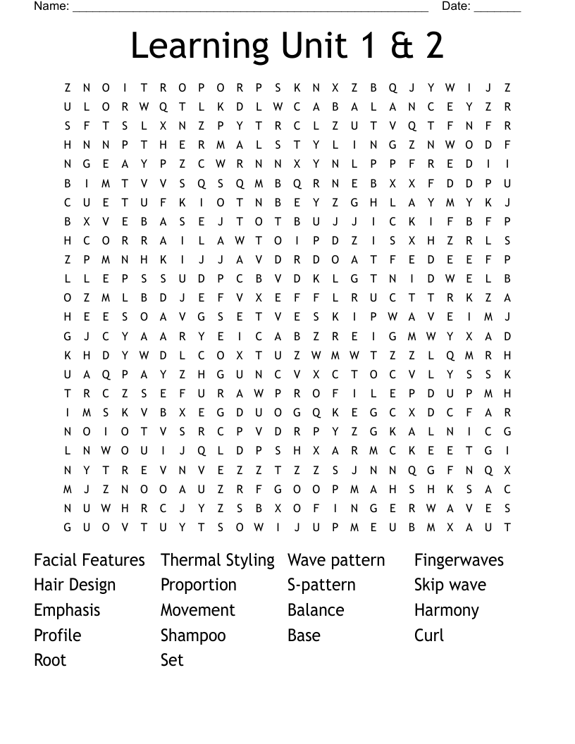 Learning Unit 1 & 2 Word Search - WordMint