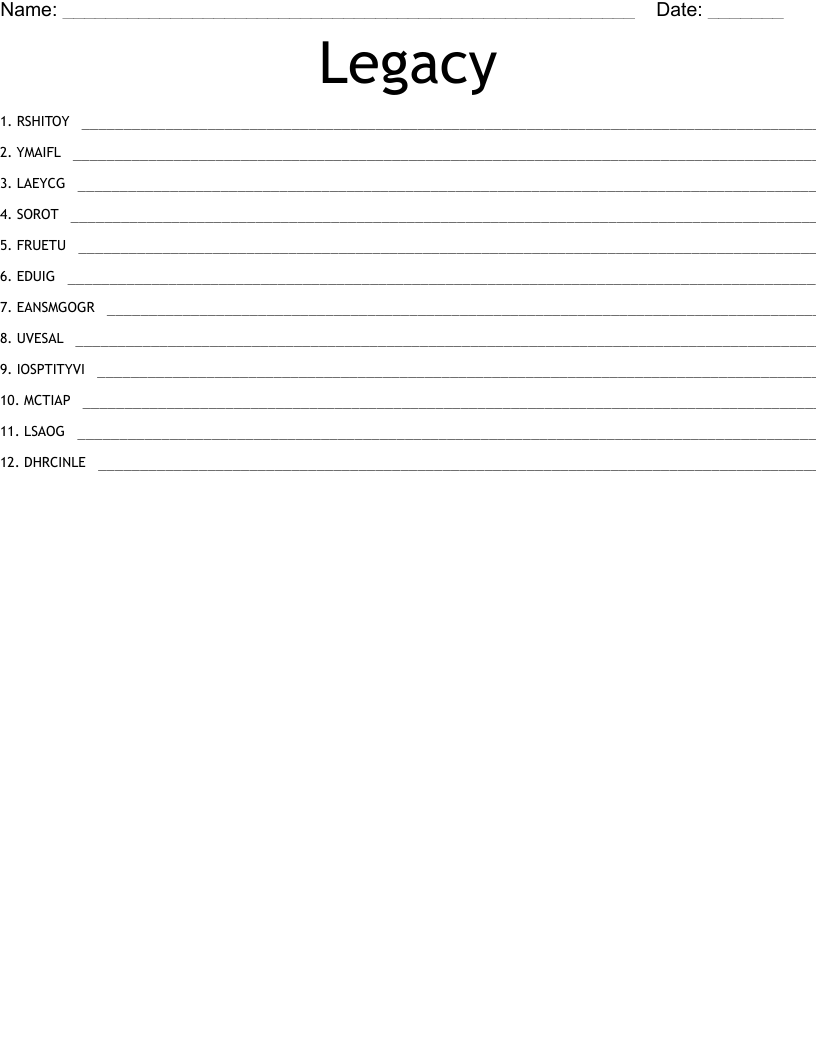 Legacy Word Scramble - WordMint