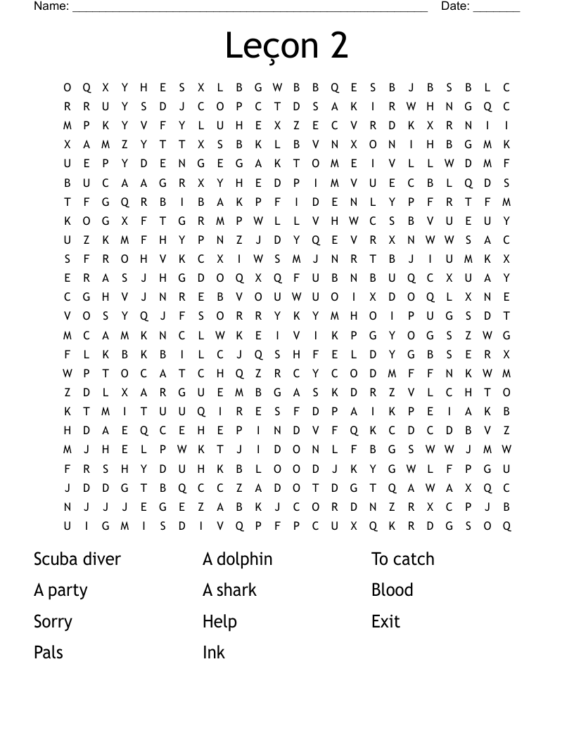 Leçon 2 Word Search - WordMint