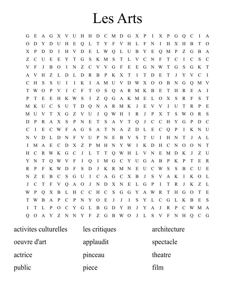 Les Arts Word Search WordMint les-arts-word-search-wordmint