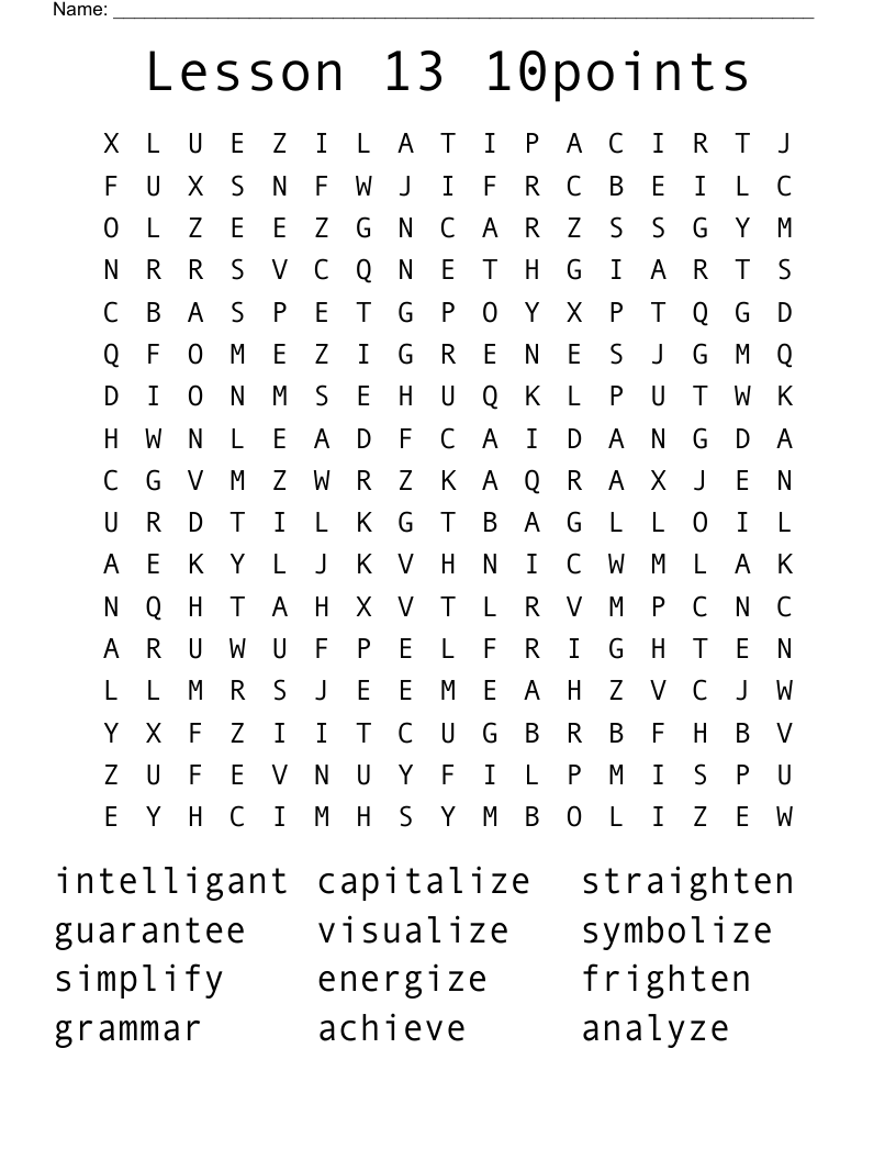 Lesson 13 10points Word Search WordMint