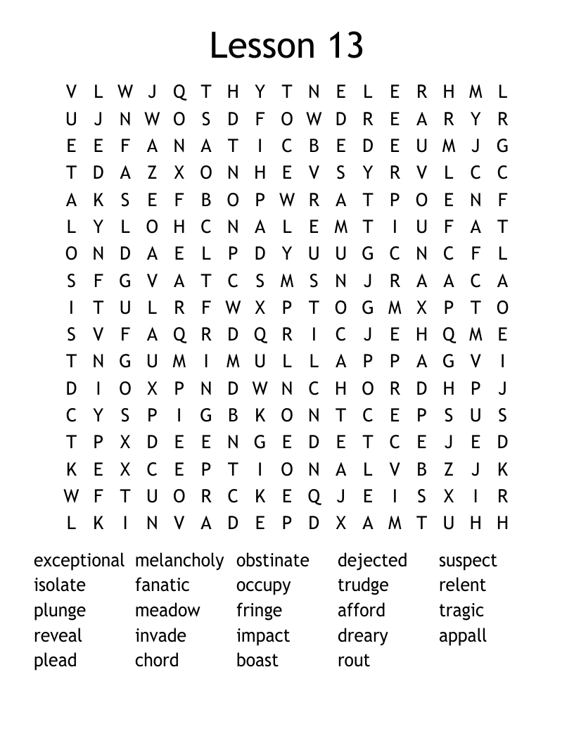 Lesson 13 Word Search - WordMint