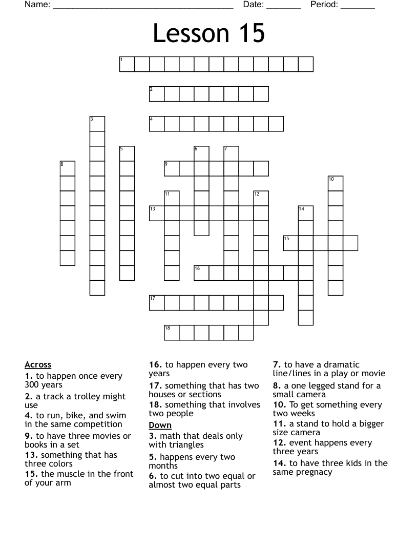 Lesson 15 Crossword - WordMint