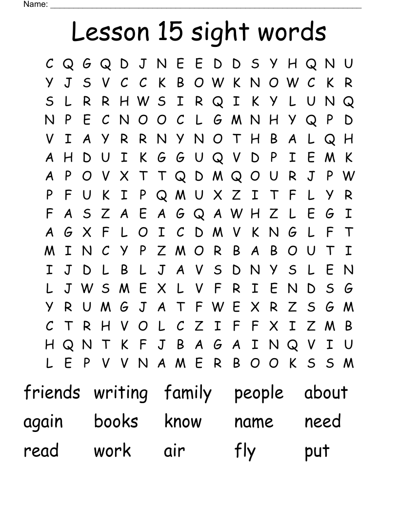 Lesson 15 sight words Word Search - WordMint