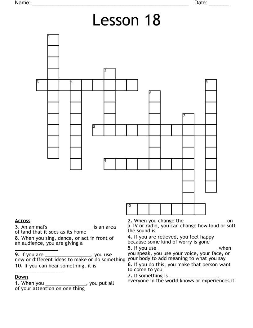 Lesson 18 Crossword - WordMint